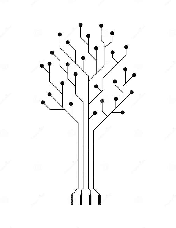 Vector Simple Electronic Tree Stock Vector - Illustration of abstract ...