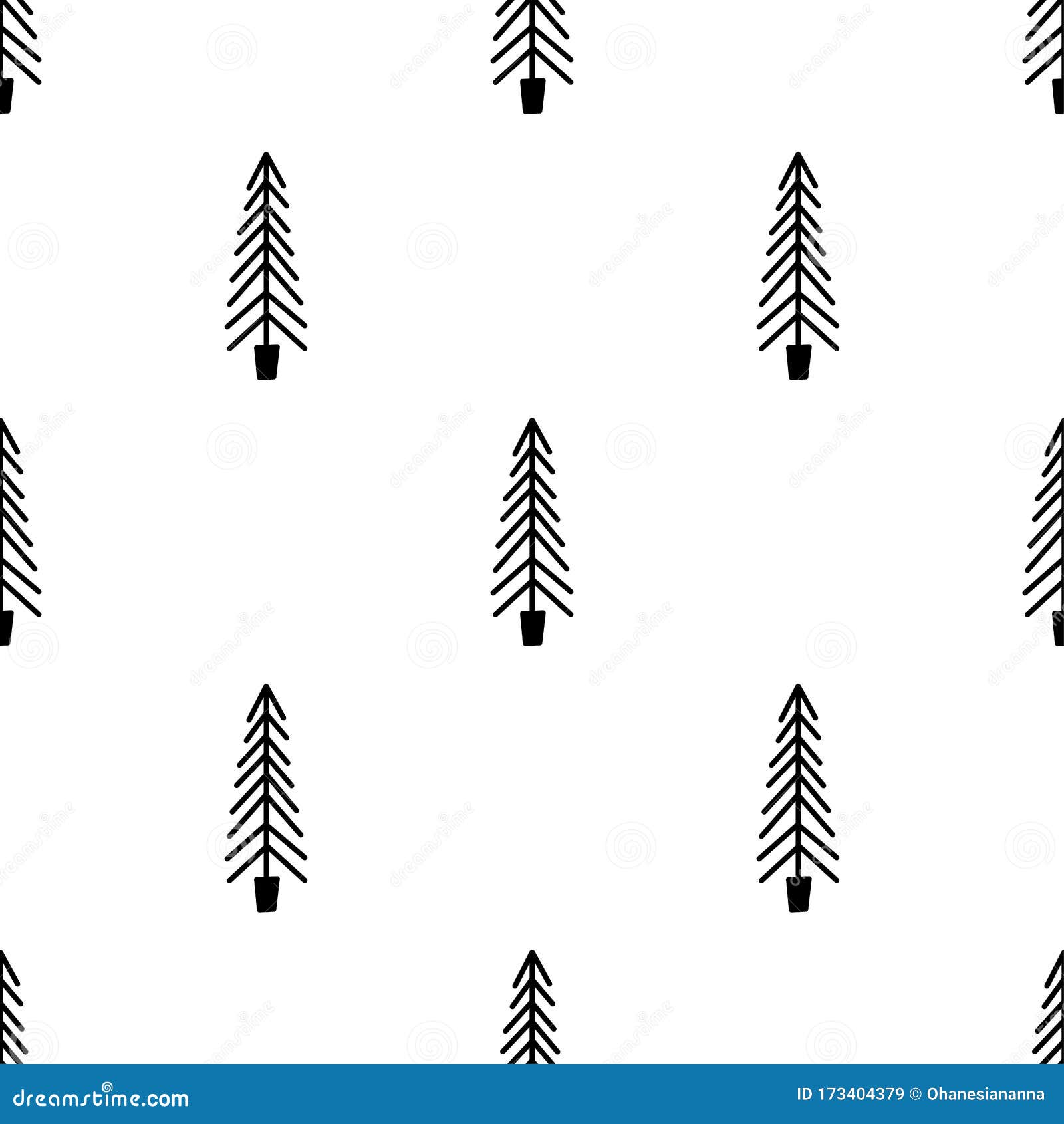 Vector Simple Fir Tree Seamless Pattern in Modern Scandinavian Design ...