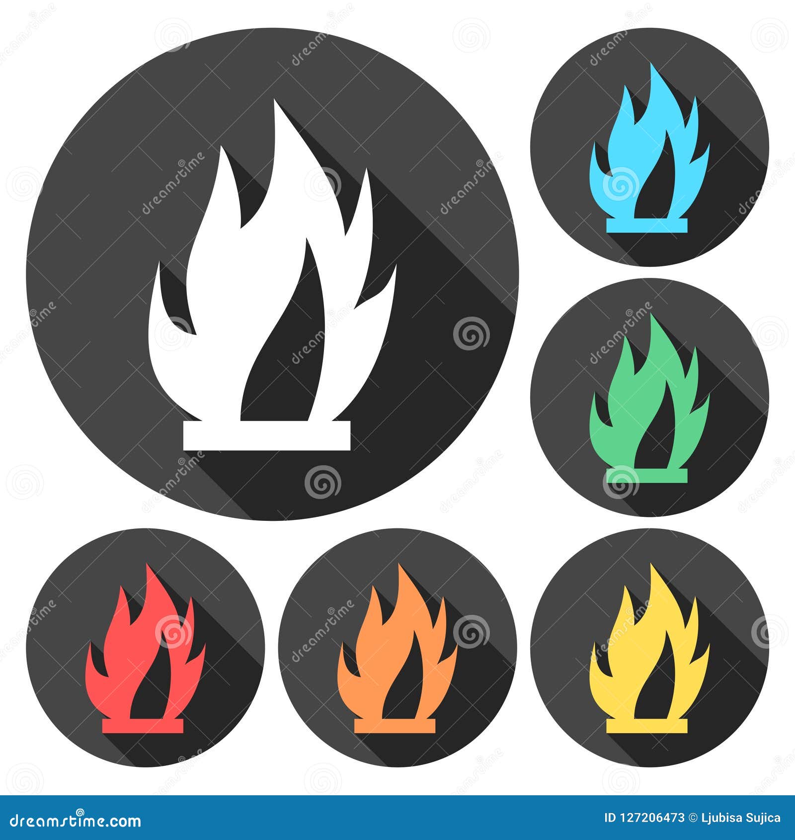 Vector simple fire icon stock vector. Illustration of element - 127206473