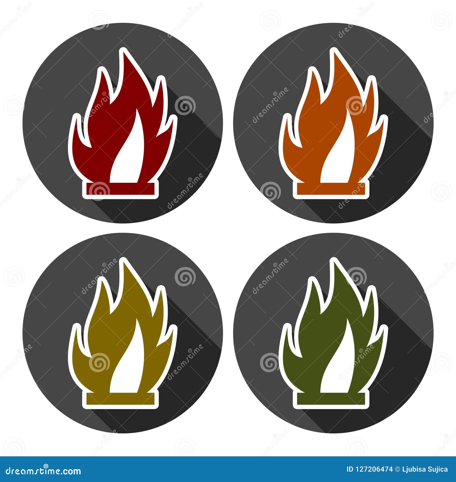 Vector simple fire icon stock vector. Illustration of emblem - 127206474