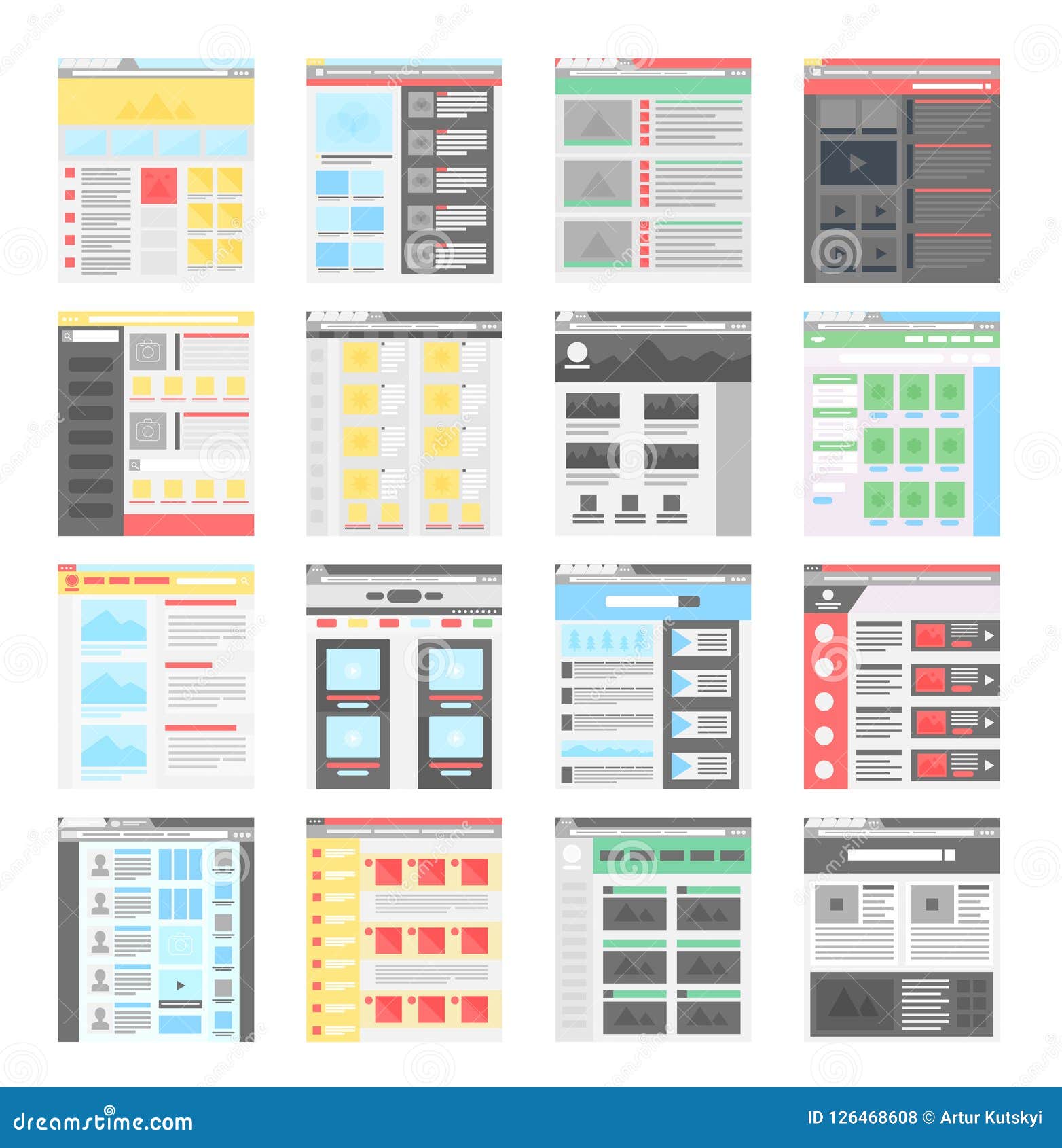 Vector Simple Flat Website Design Templates Icons Set. Stock Vector ... Vector Simple Flat Website Design Templates Icons Set. Stock Vector ...