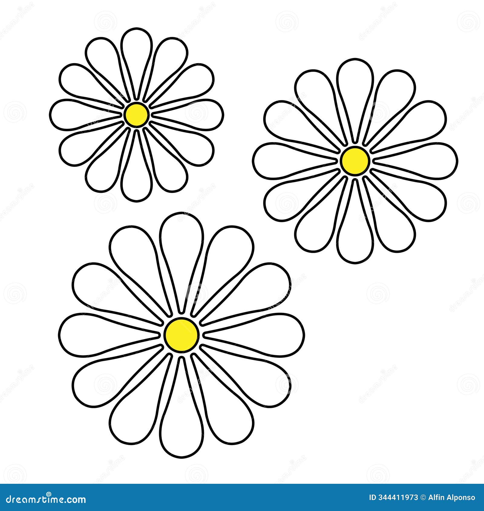 Vector Simple Flowers Icon with Outline Style Stock Illustration ...