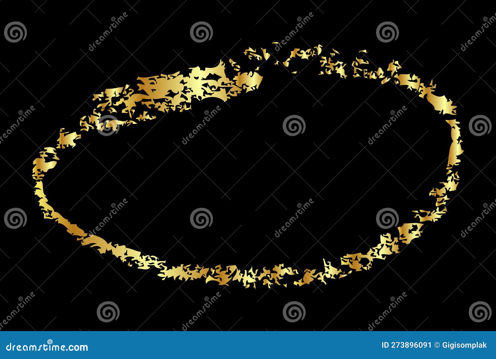 Vector Simple Gold Golden Crayon Sketch Oval Frame Stock Vector ...