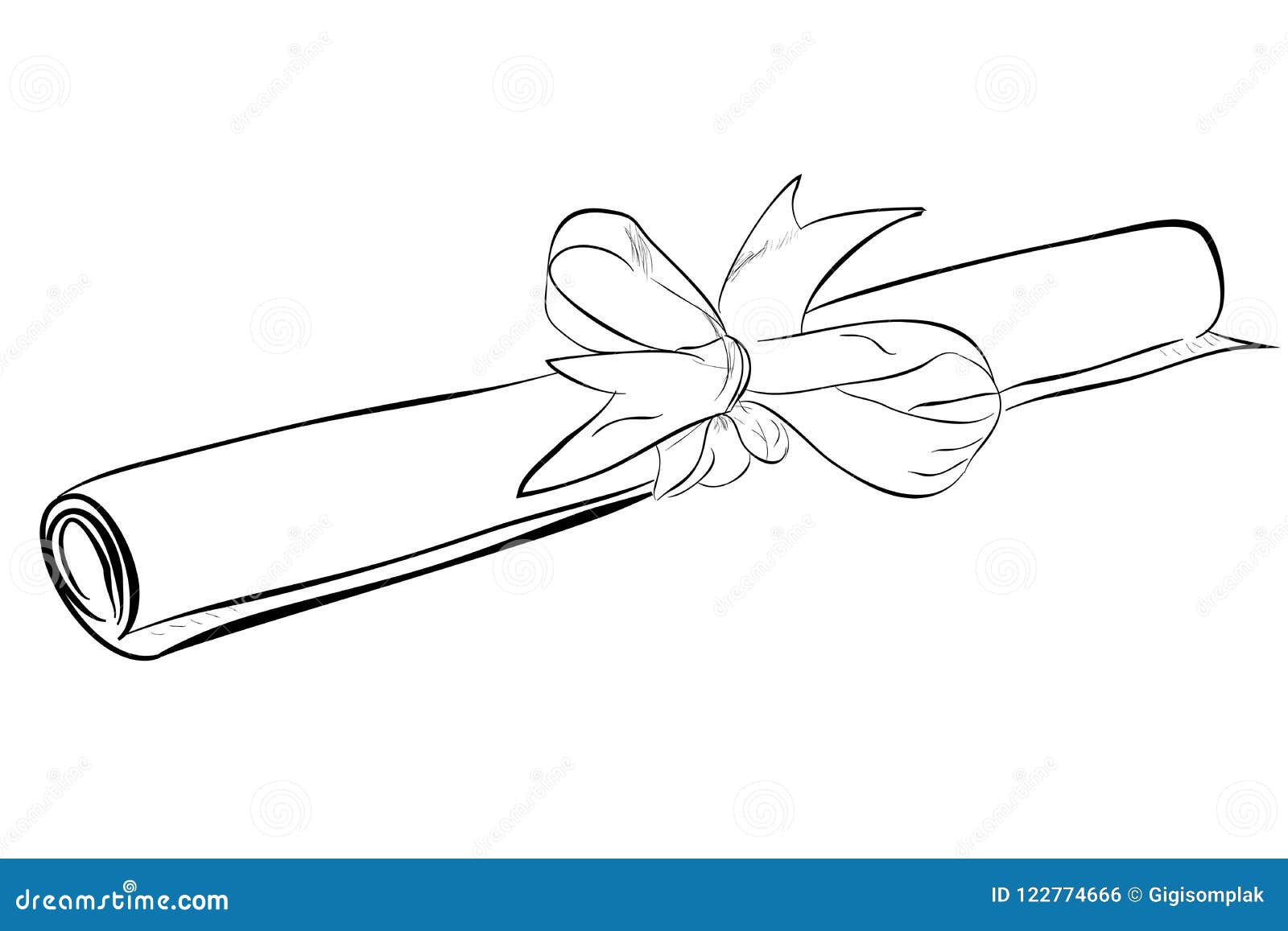 Vector Simple Hand Draw Sketch Of Certificate And Ribbon ...