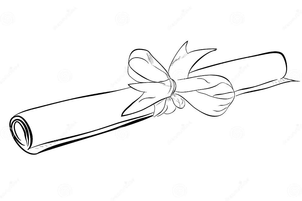 Vector Simple Hand Draw Sketch of Certificate and Ribbon Stock Vector ...