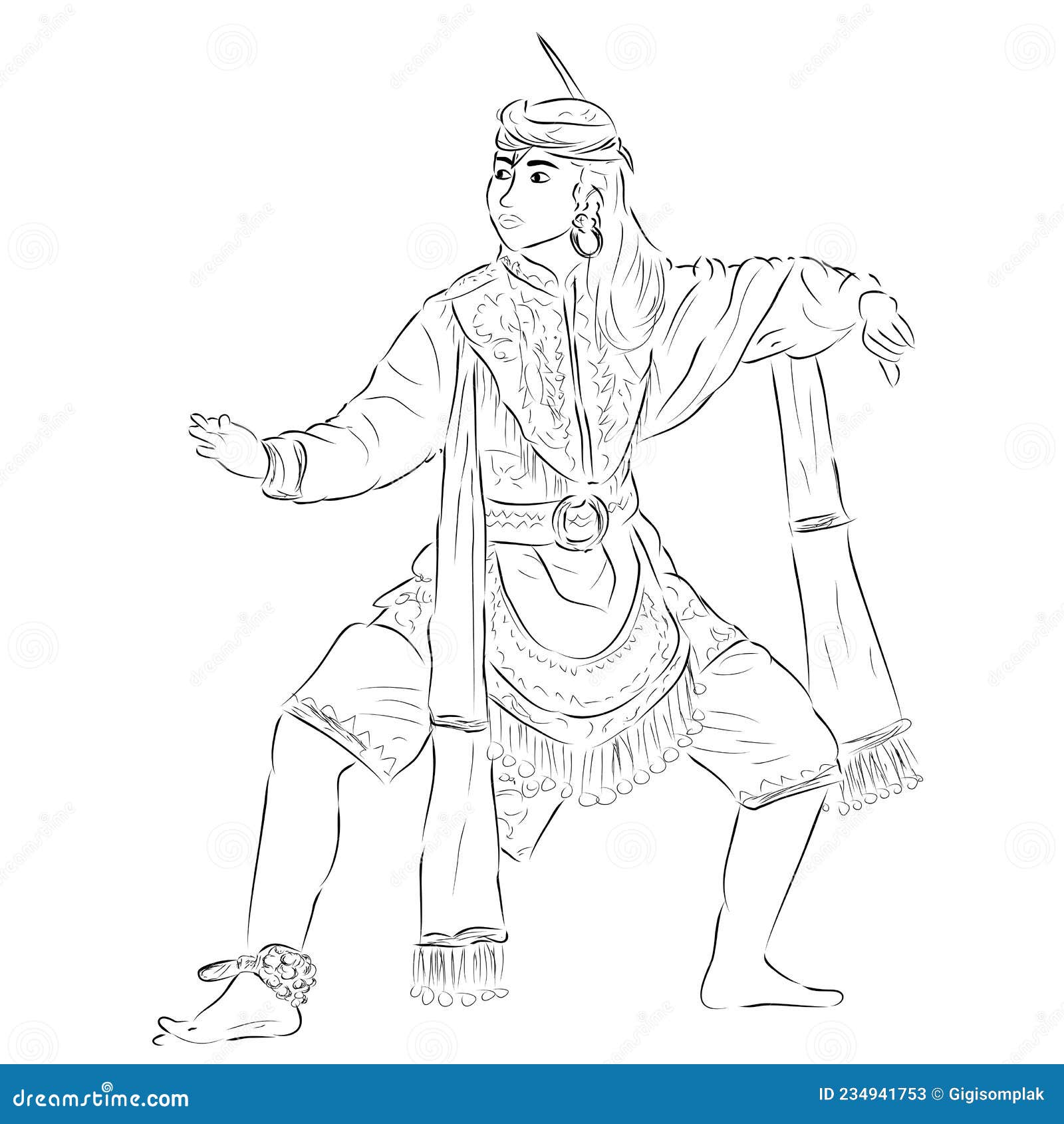 Vector Simple Hand Draw Sketch of Remo Blitar Traditional Dance ...