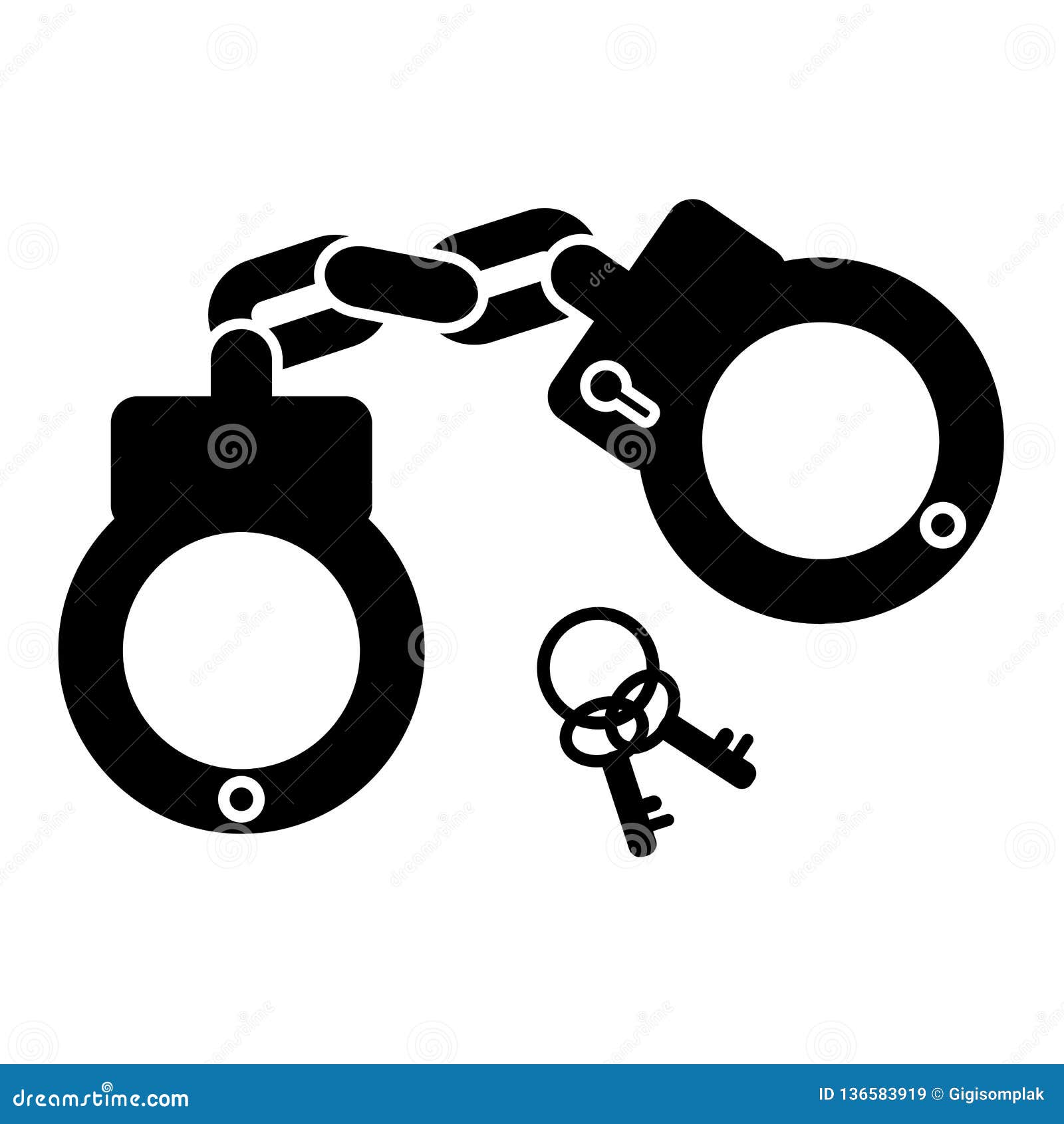 Simple Icon of Handcuff and Key, Isolated on White Stock Vector ...