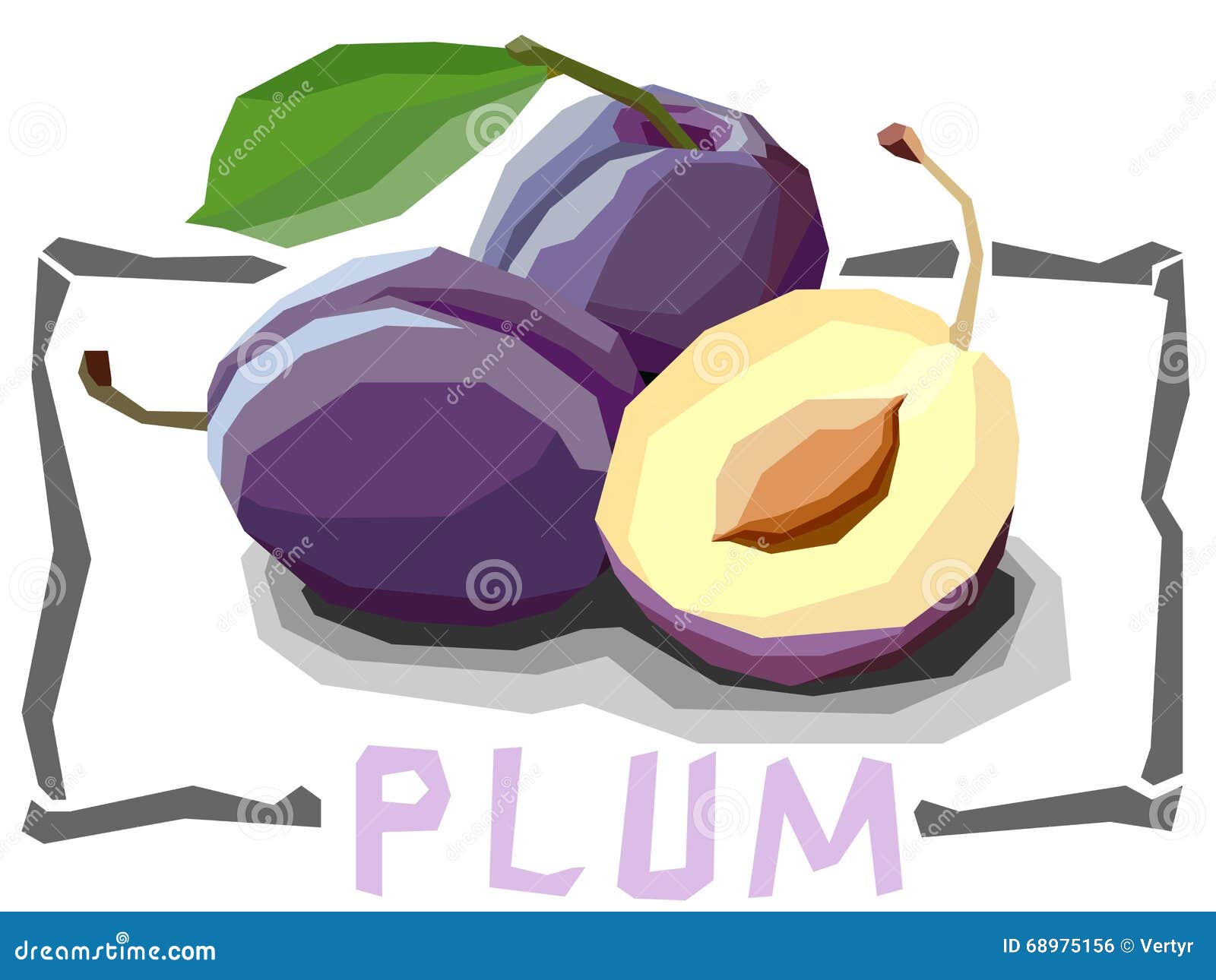 Vector Simple Illustration of Fruit Plums. Stock Vector - Illustration ...