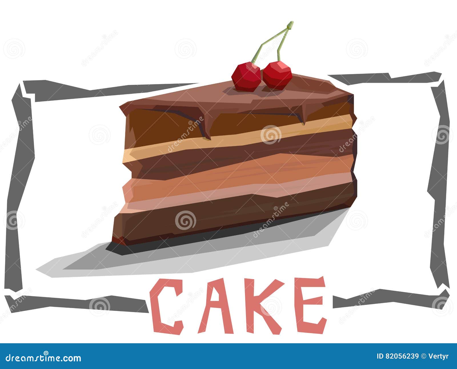 Piece Of Cake With Sweet Cream, Frosting And Sprinkles. Triangle Slice ...