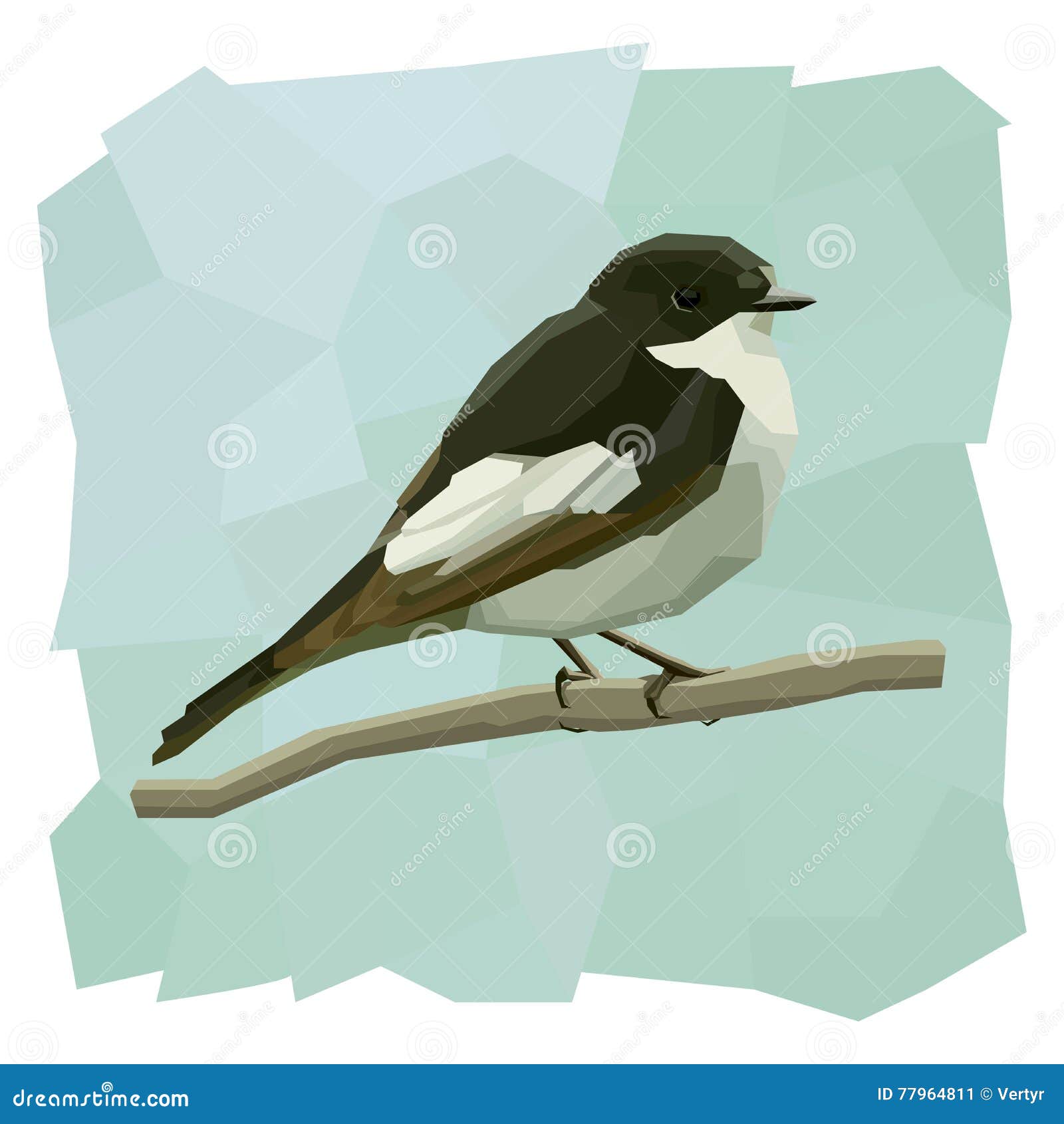 Flycatcher Bird, Vector Illustration, Black Silhouette | CartoonDealer ...