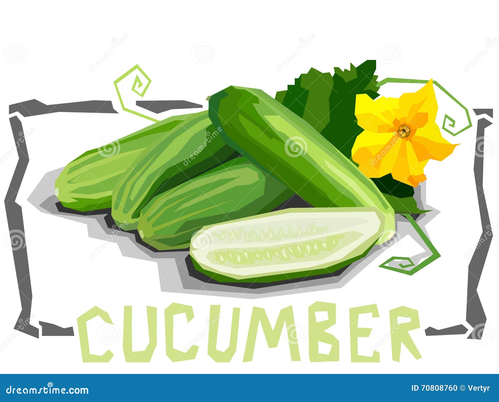 Vector Simple Illustration of Vegetables Cucumbers. Stock Vector ...