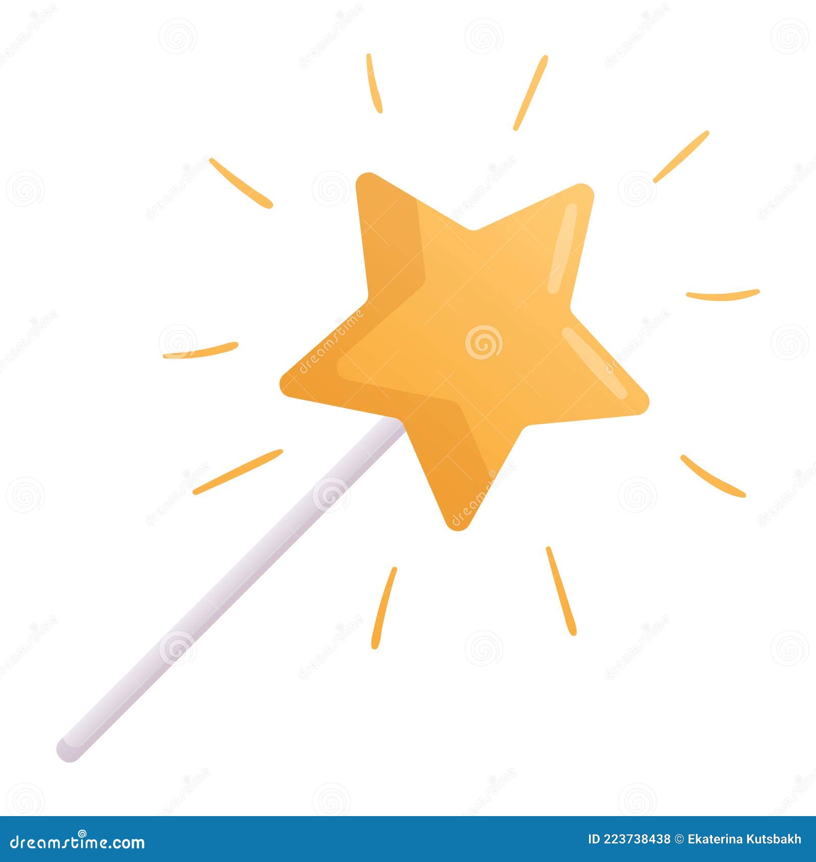 Vector Simple Isolated Icon. Children Magic Wand Sticker with Shining ...