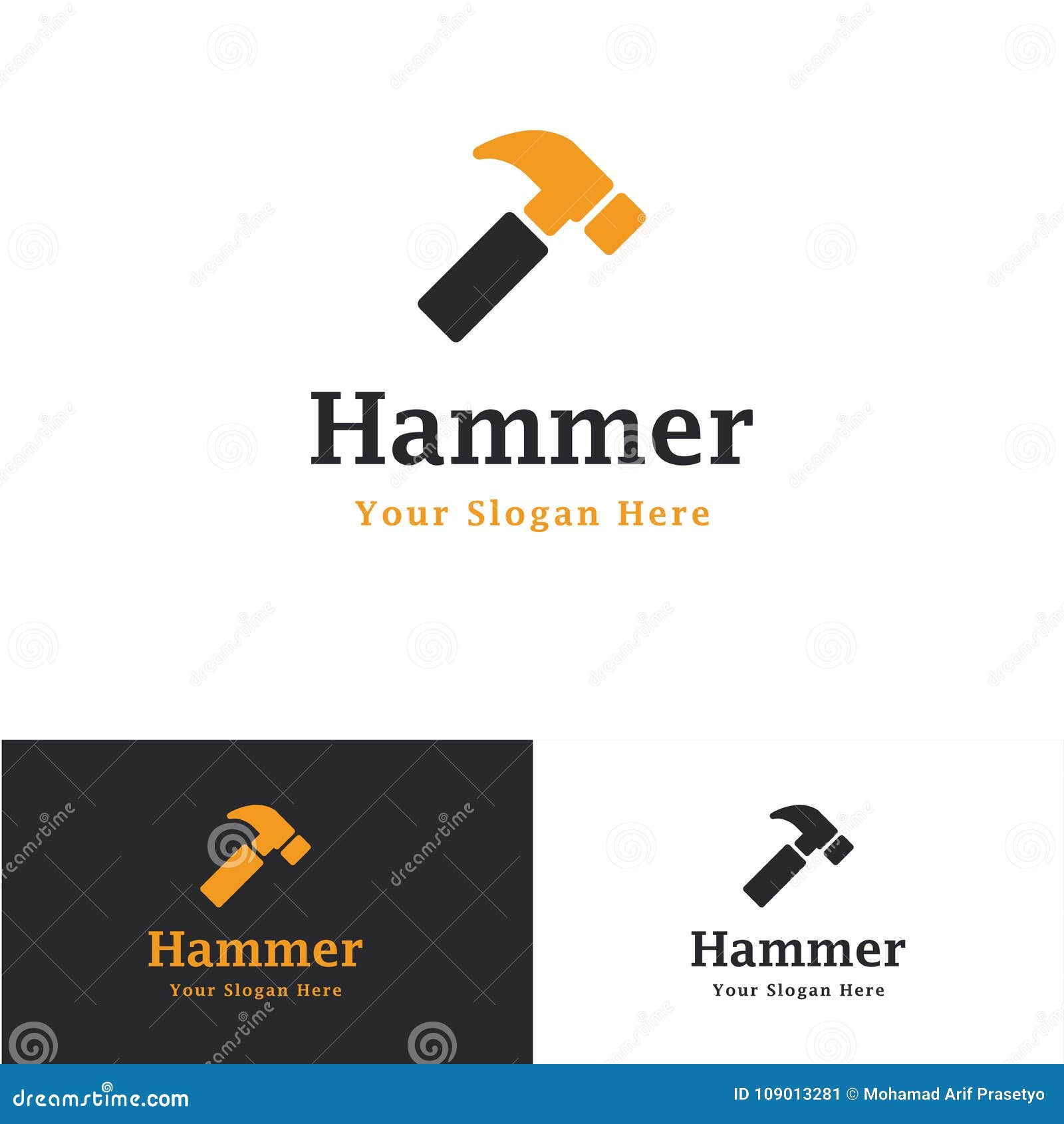 Vector Simple Logo Template Del Martillo Stock de ilustración ...