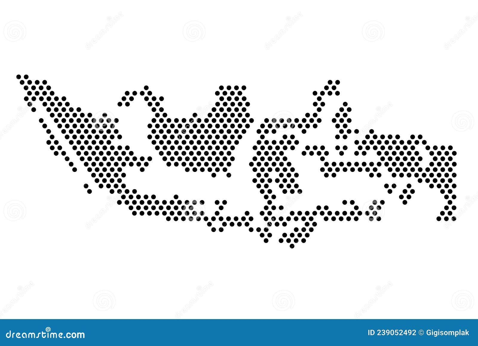 Simple Map of Indonesia Country from Black Dot Stock Vector ...