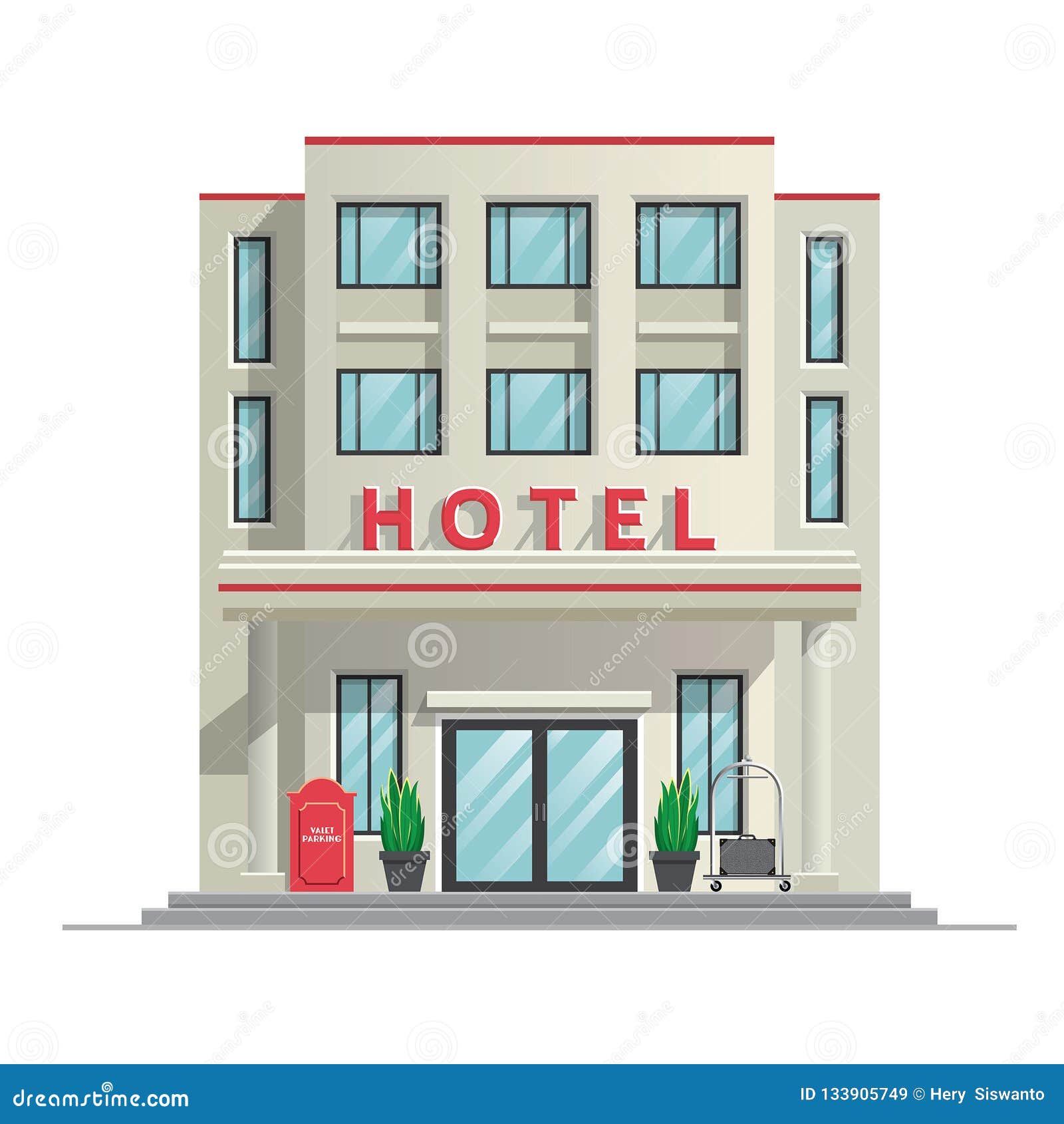 Simple Modern Hotel Building Stock Vector - Illustration of boutique ...