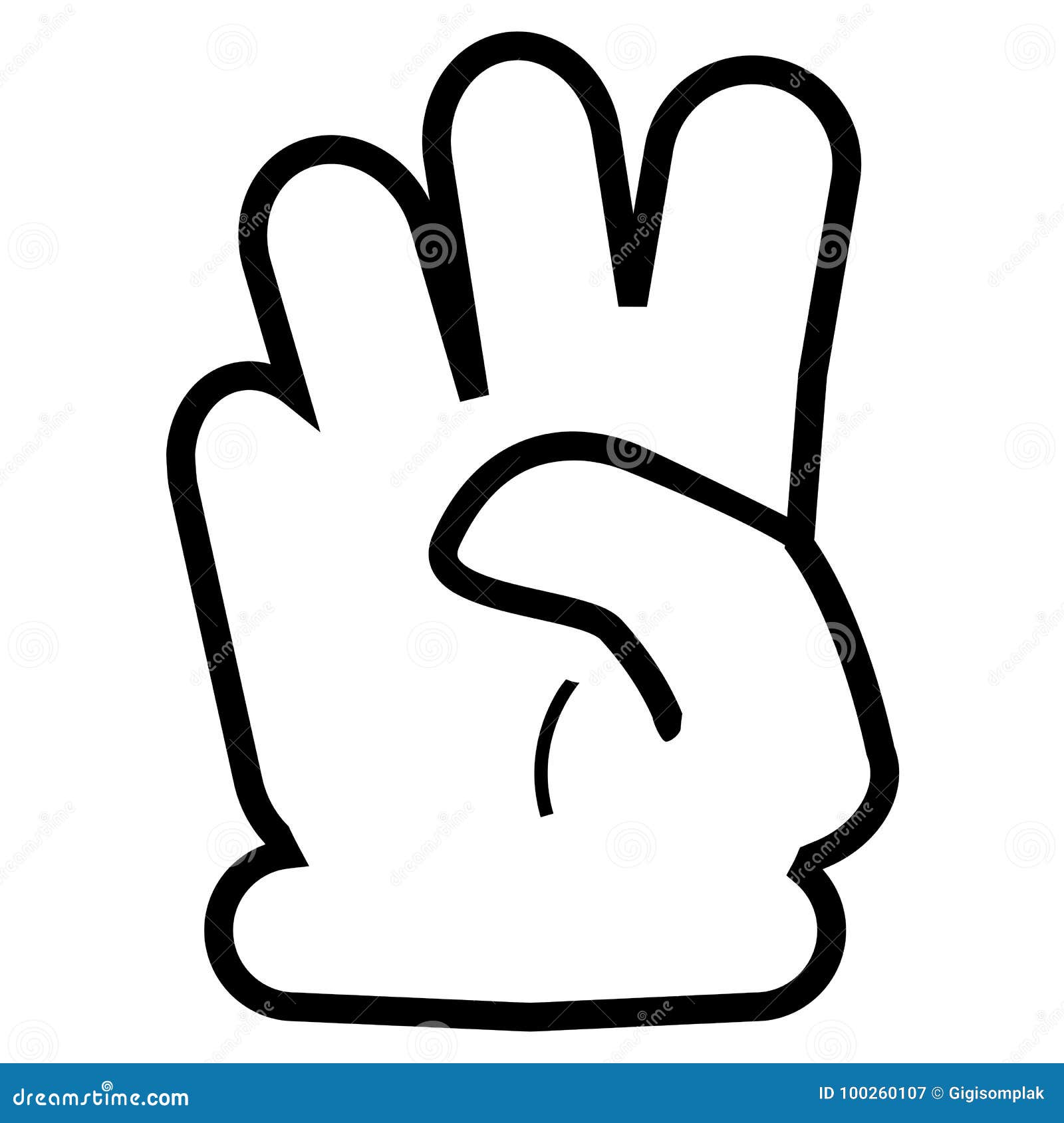 Simple Outline Counting or Vote Hand, Four Stock Vector - Illustration ...