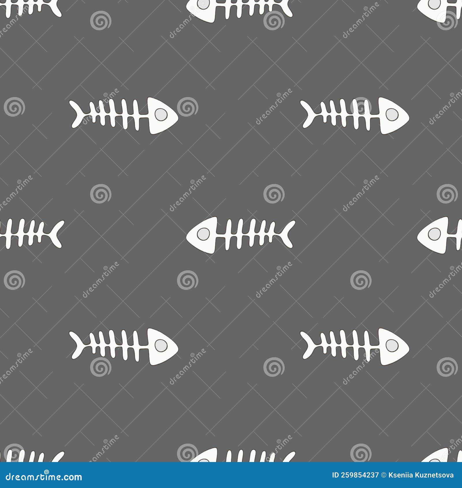 Vector Simple Pattern Illustration Hand-drawn - Fish Skeleton Stock ...