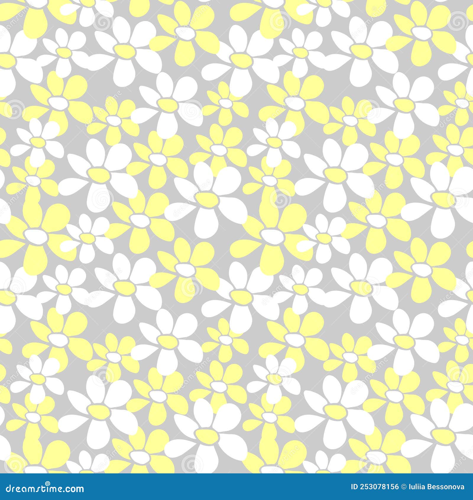 Vector Simple Primitive Floral Seamless Pattern. Cute Endless Print ...