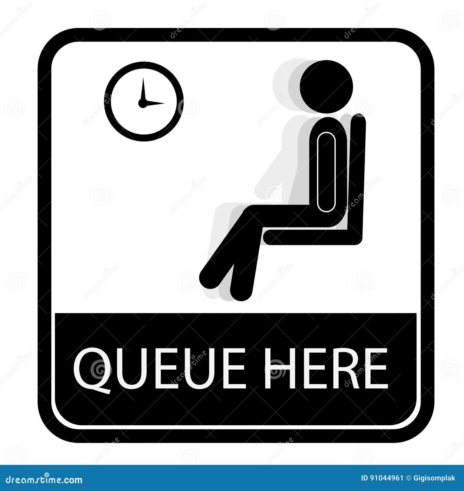 Simple Queue Sign, Isolated on White Stock Vector - Illustration of ...
