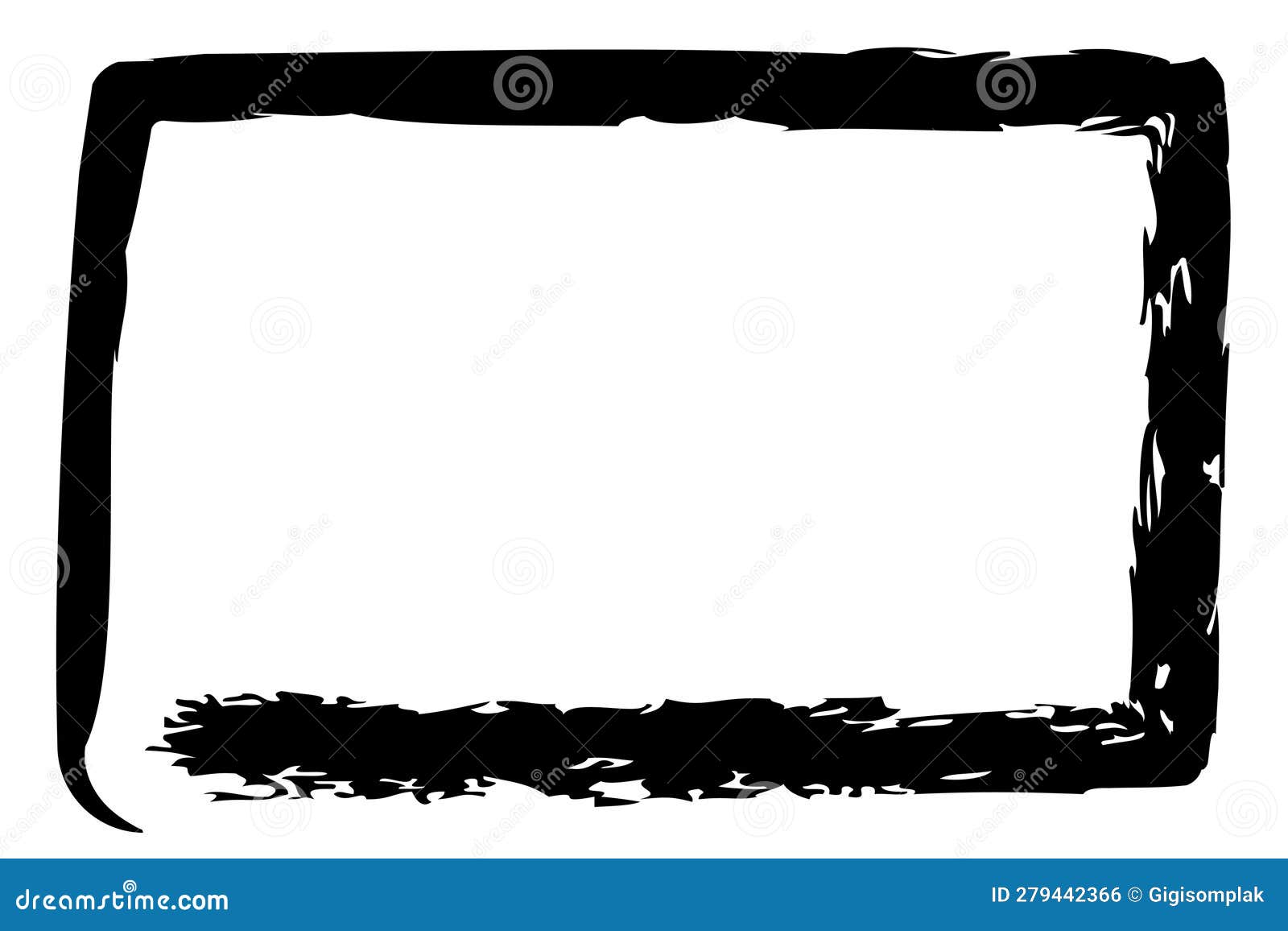 Vector Simple Rectangle Frame from Black Crayon, at White Background ...