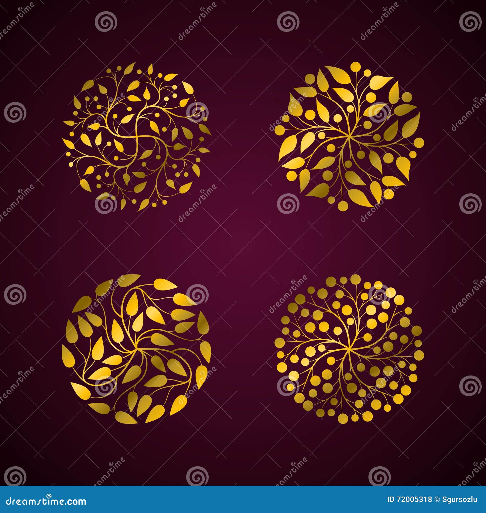 Vector Simple Round Floral Design Collection. Stock Vector ...