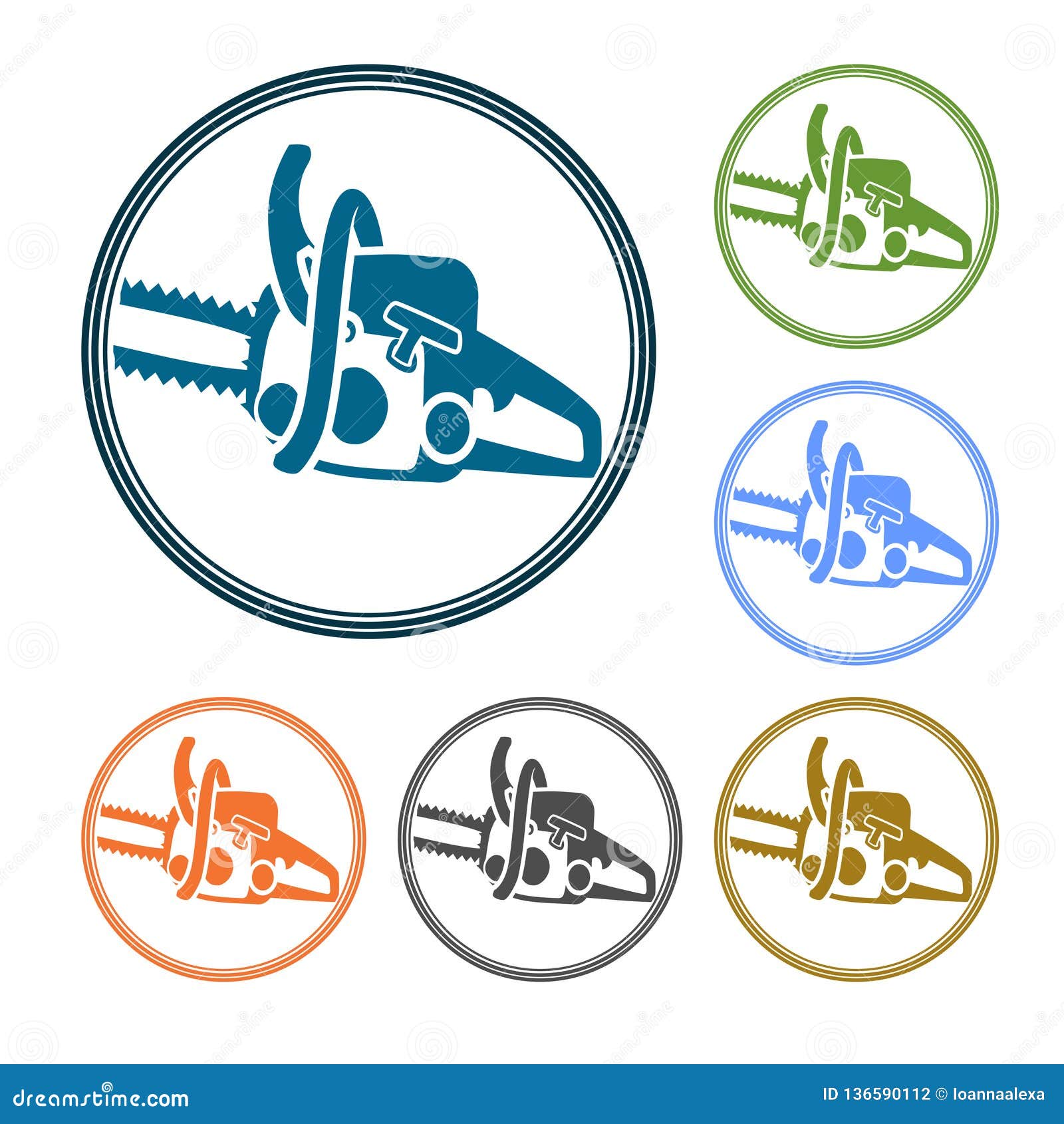 Vector Simple Round Icon Or Logo For Services Performed By Chainsaw ...