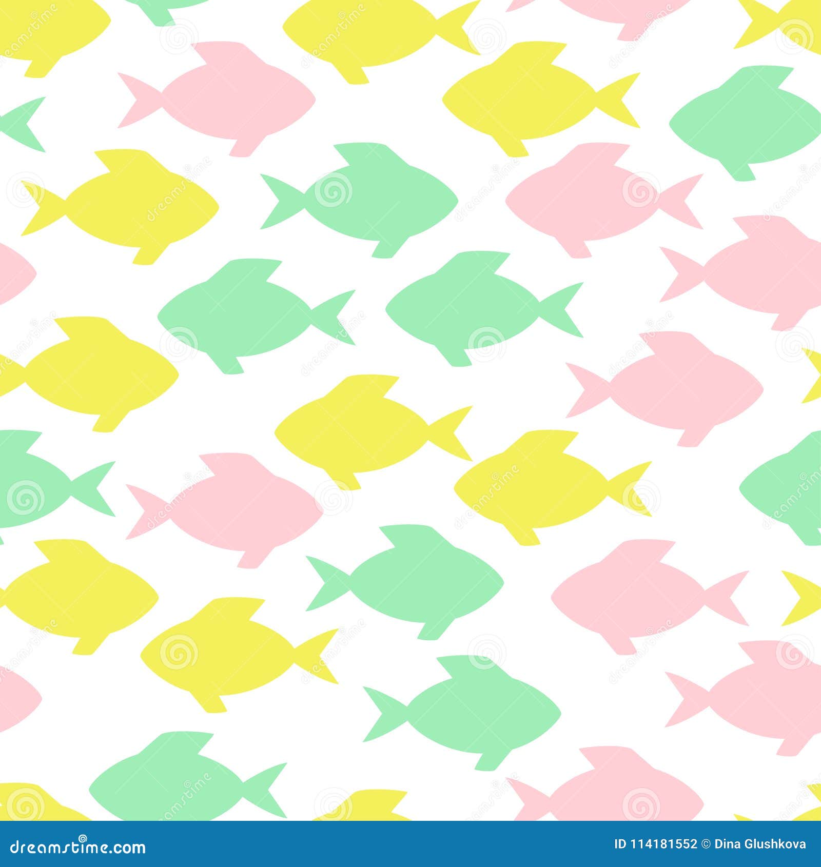 Vector Simple Seamless Pattern. Color Fishes Stock Vector ...