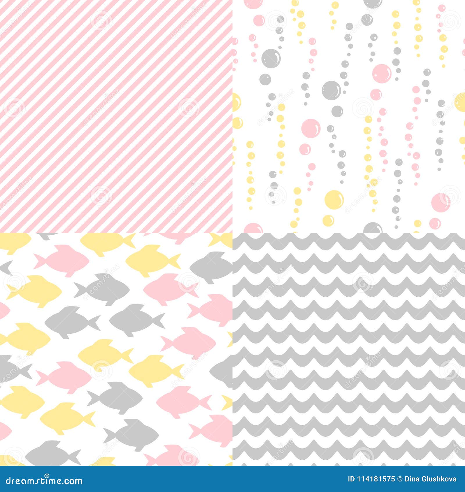 Vector Simple Seamless Pattern. Sea Collection. Under the Ocean Stock ...
