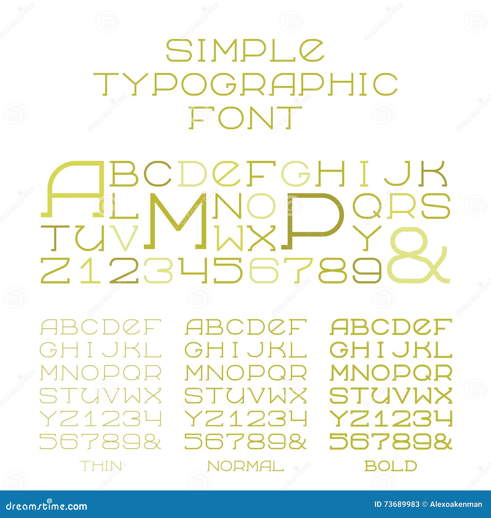 Vector Simple Serif Alphabet Three Types of Capital Letters in Flat ...