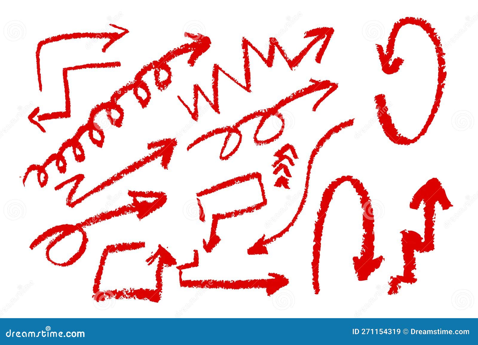 Vector Simple Set Red Crayon Arrow, Set 15, Isolated on White Stock ...