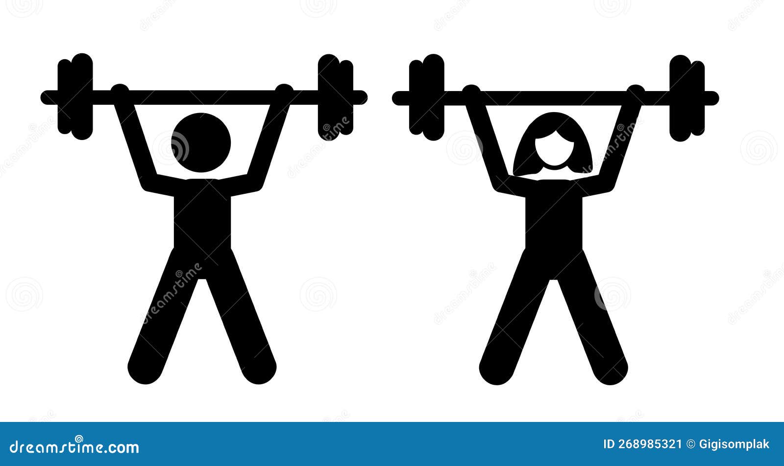 Vector Simple Set 2 Stickman Man Woman, Barbell Exercise Stock Vector ...