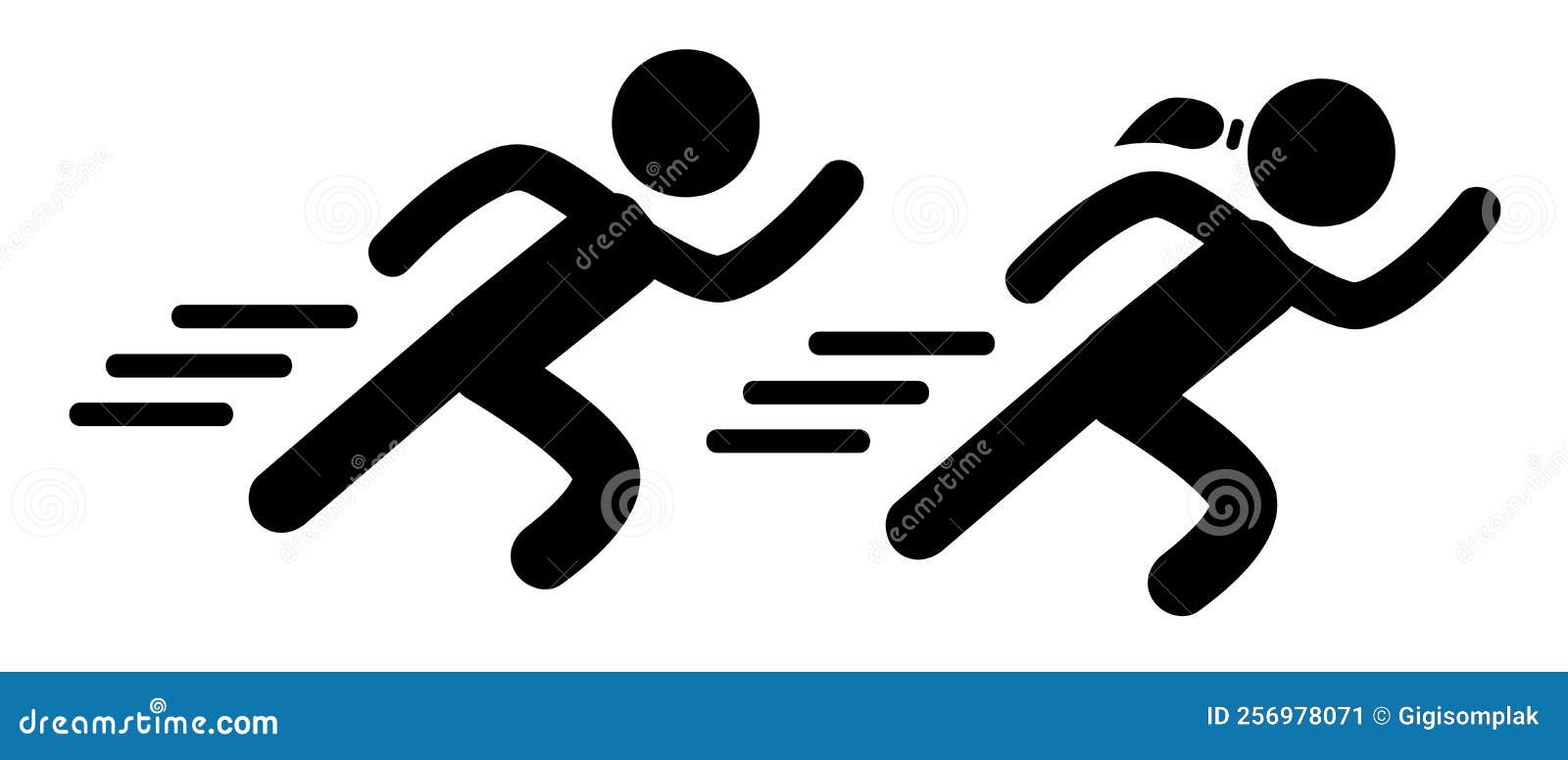 Vector Simple Set 2, Stickman, Very Fast Running Man and Woman Stock ...