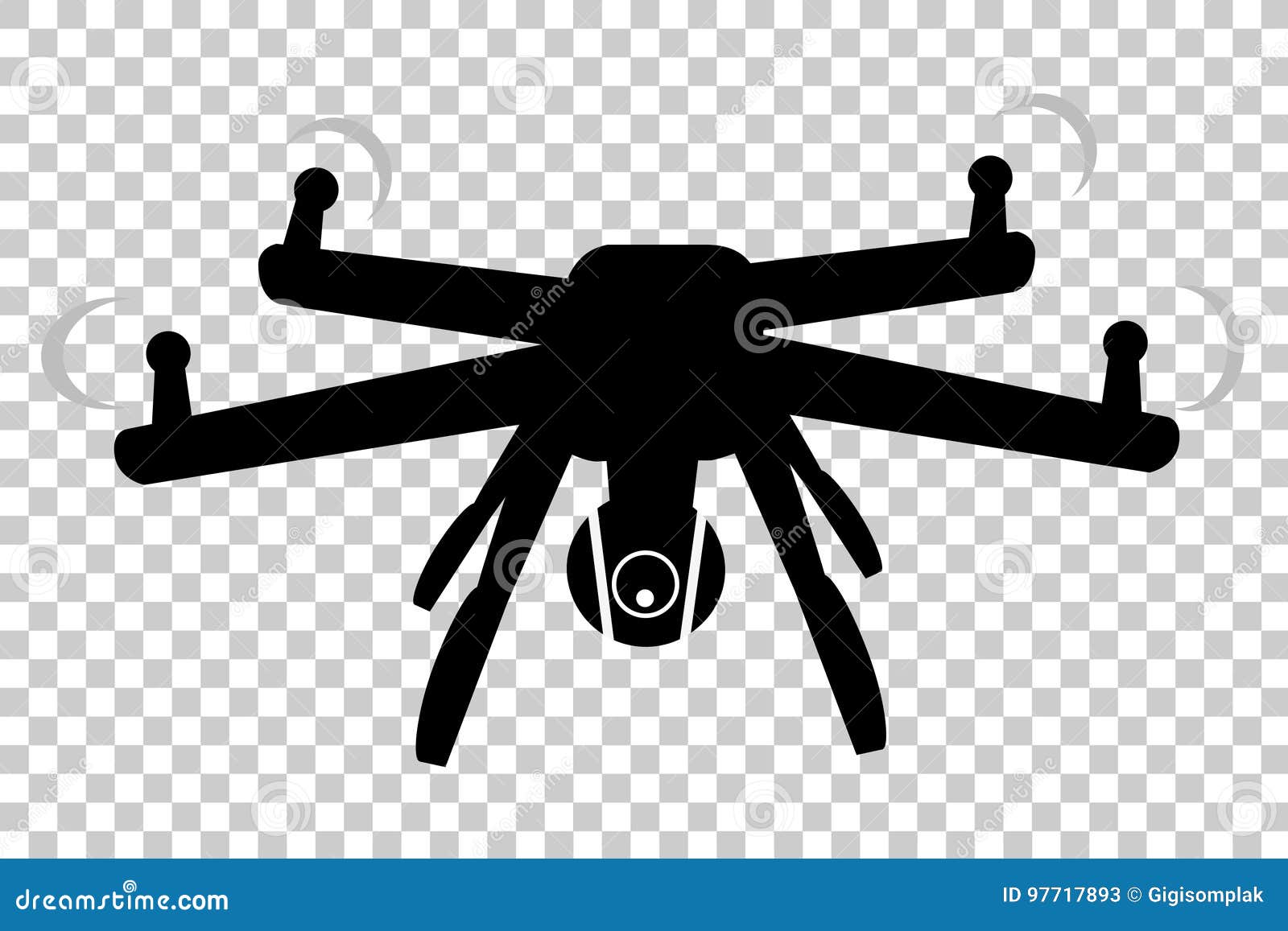 Simple Silhouette Drone with Small Camera, at Transparent Effect ...