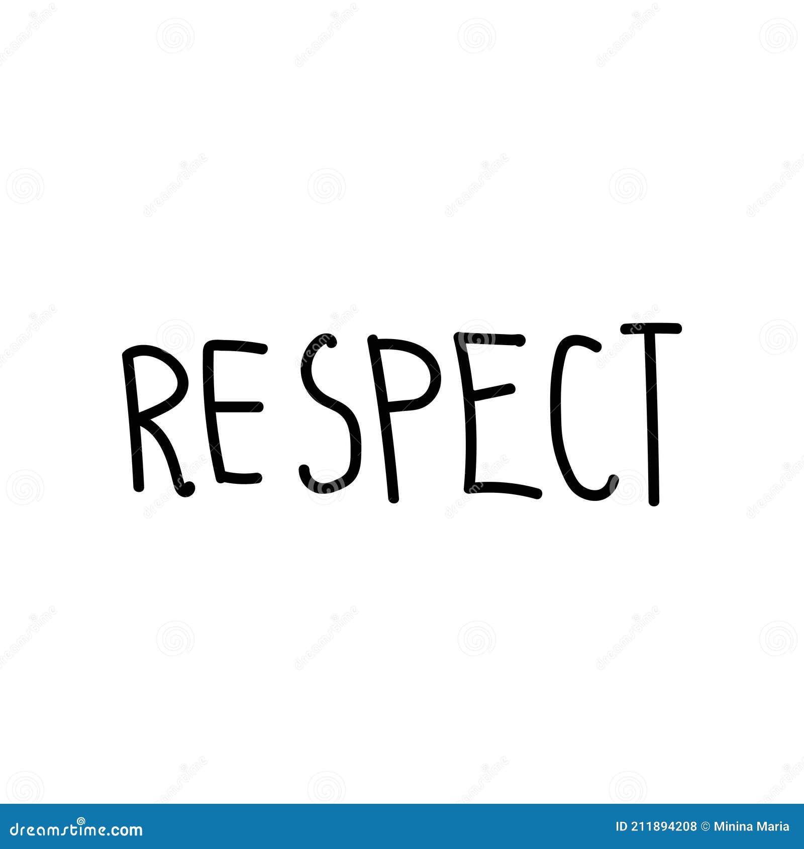 Vector Simple Single Lettering Respect Hand Drawn.Illustration of ...