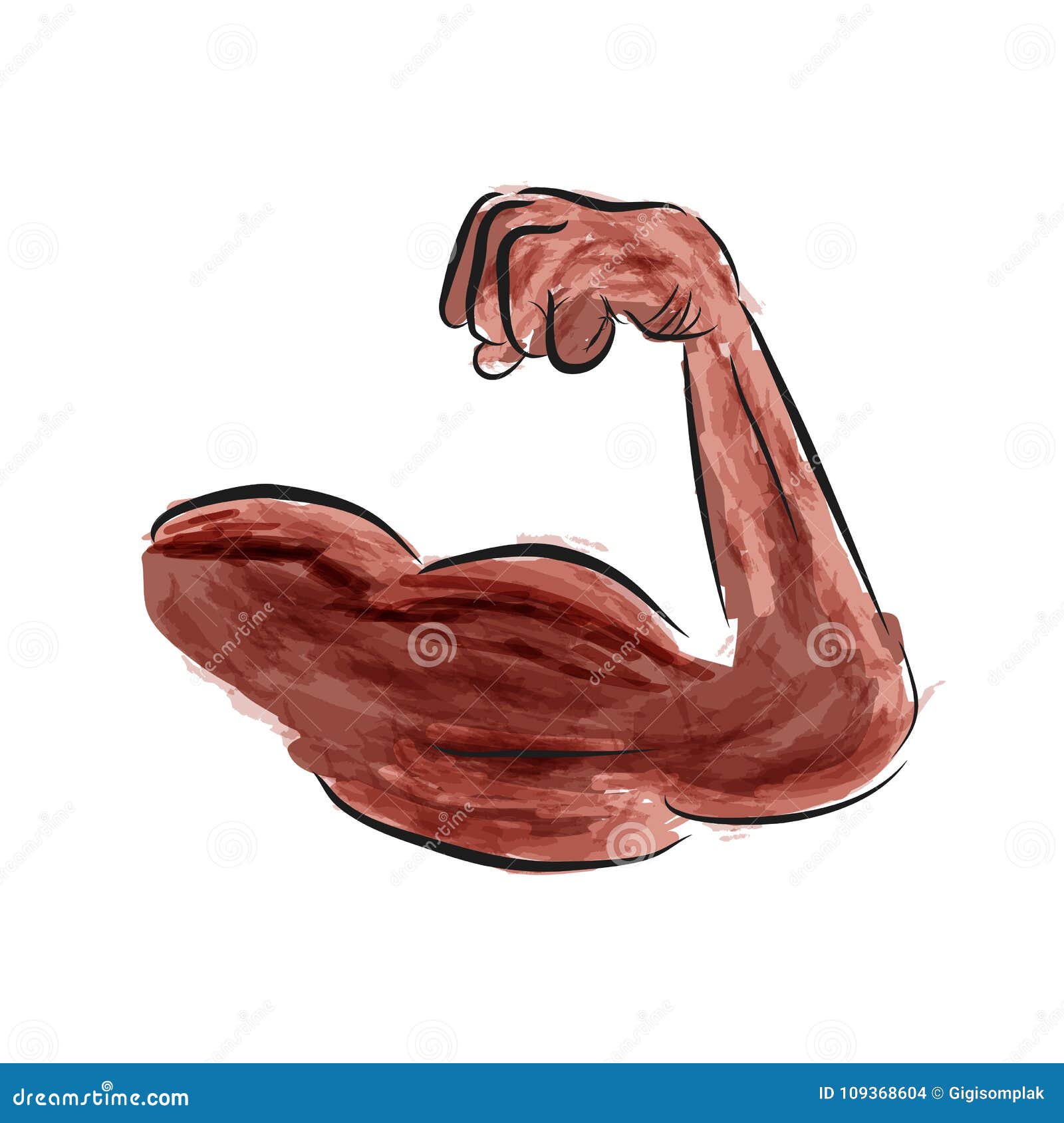 Simple Sketch Arm of Muscle Man, with Water Color Effect Stock Vector ...