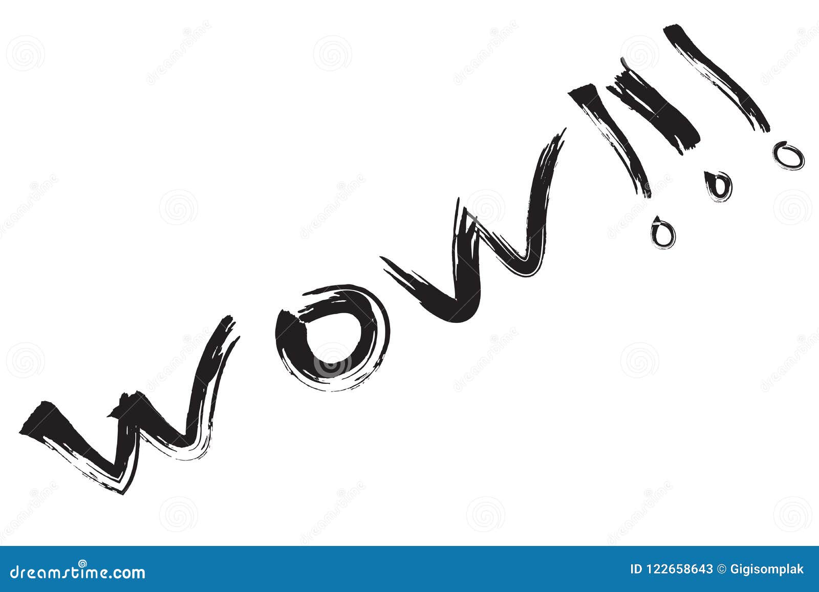 Simple Sketch with Black Big Marker : Wow, Isolated on White Stock ...