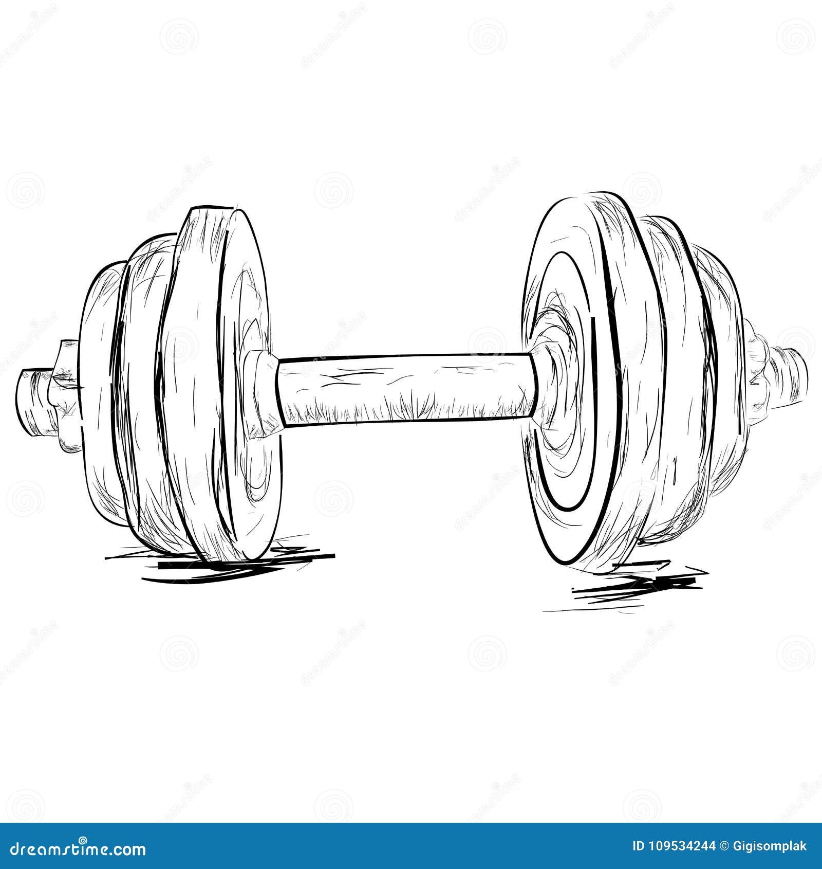 Simple Sketch of Dumbbell, at White Background Stock Vector ...