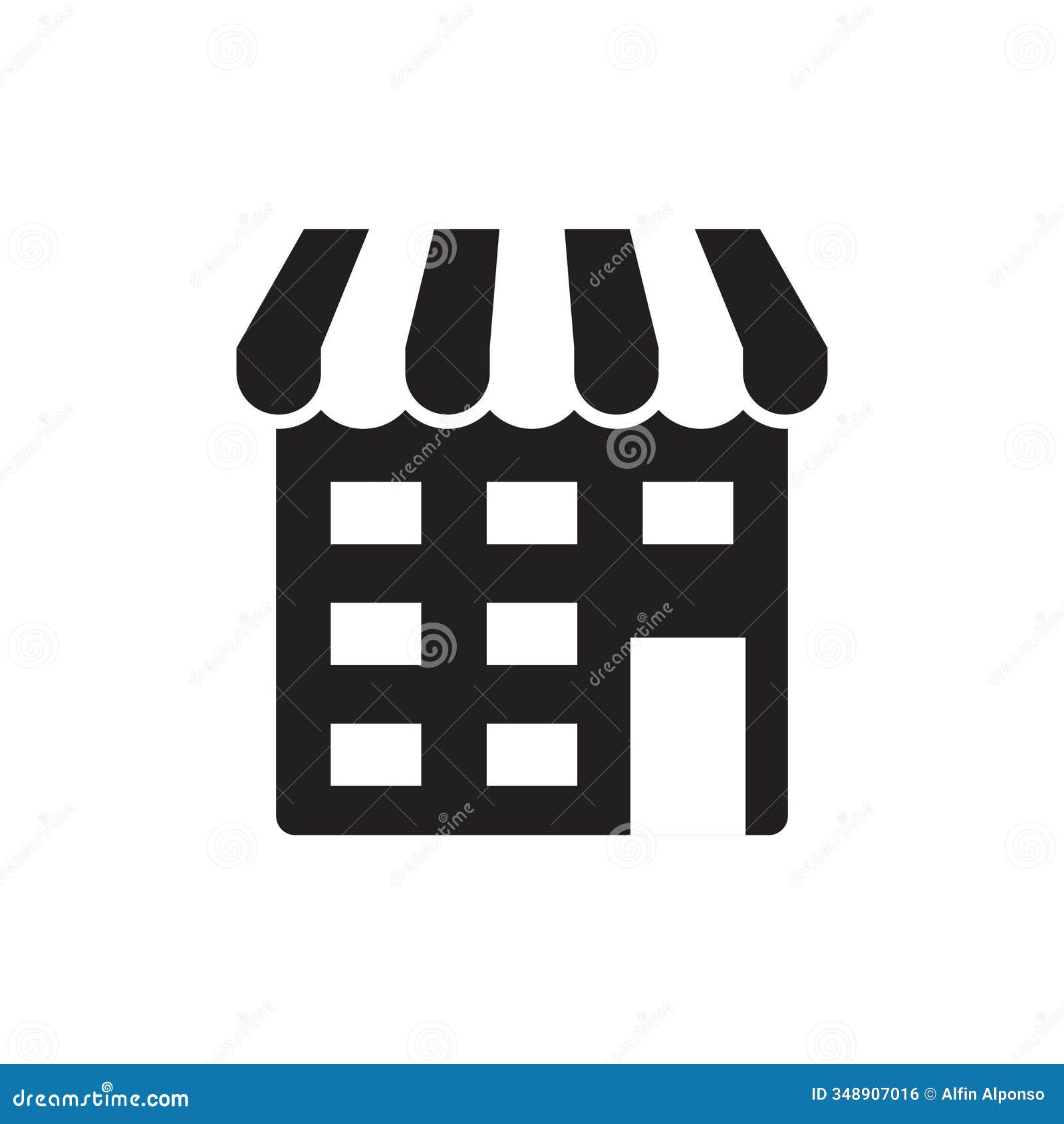 Simple Store Front Icon With Canopy And Double Doors Cartoon Vector ...