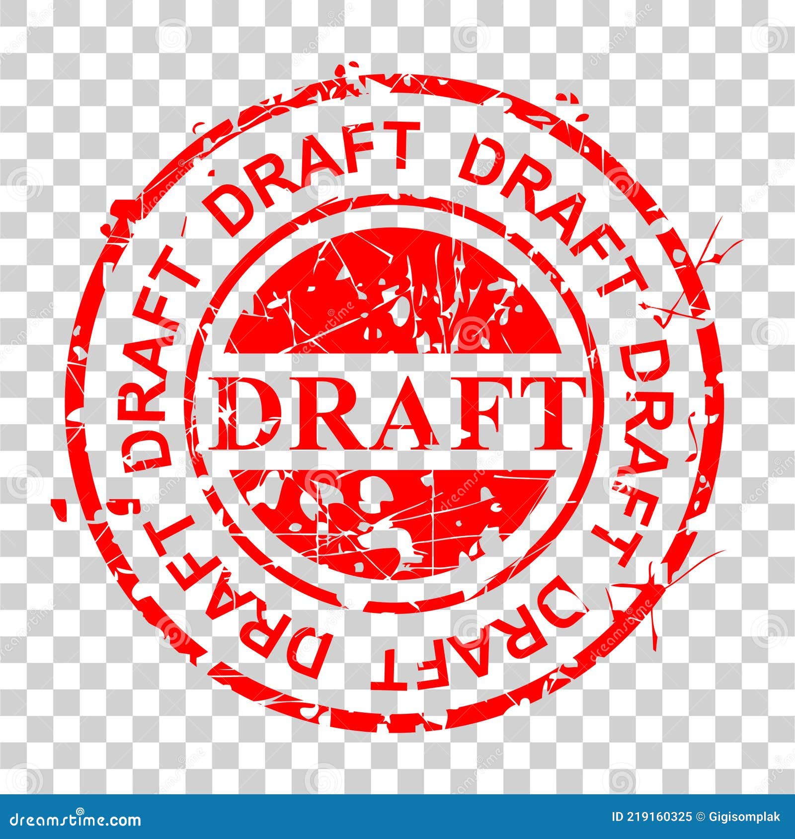 Vector Simple Style Red Circle Rubber Stamp, Draft, at at Tranparent ...