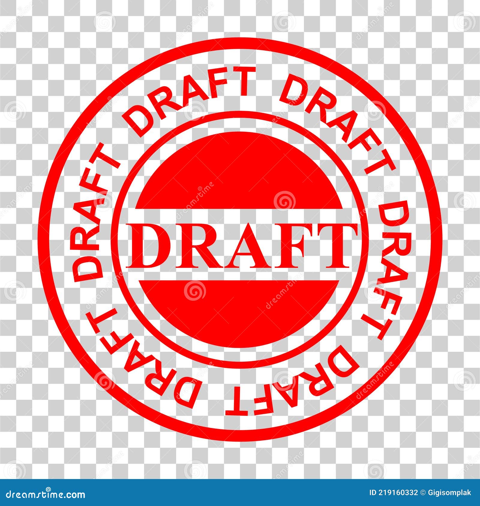 Vector Simple Style Red Circle Rubber Stamp, Draft, at at Tranparent ...