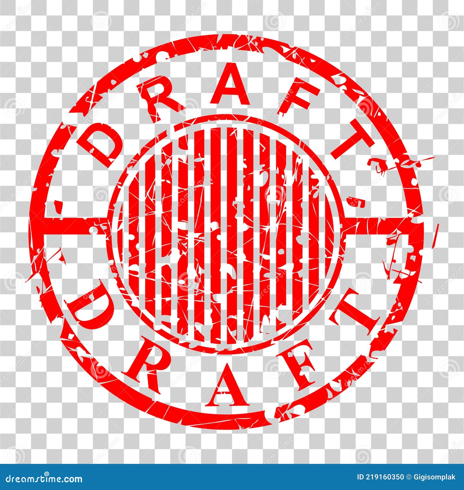 Vector Simple Style Red Circle Rubber Stamp, Draft, at at Tranparent ...