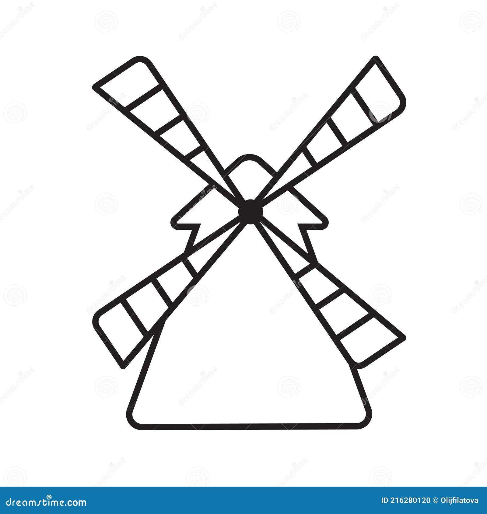 Simple Thin Line Drawing Icon Mill Isolated Black on White Background ...