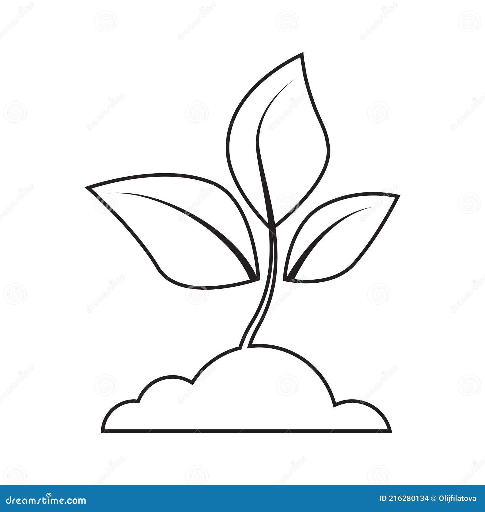 Simple Thin Line Drawing Abstract Logo Icon Tree Sprout Leaflet ...
