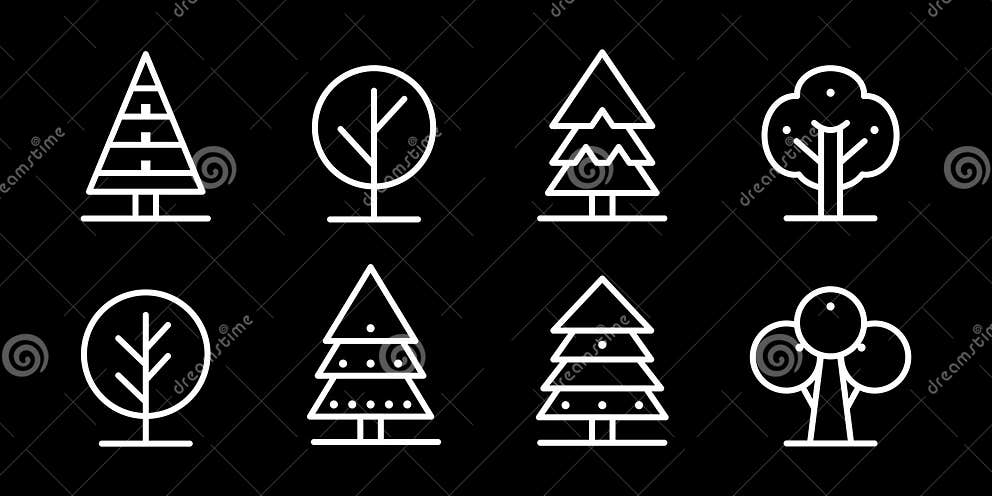 Vector Simple Tree with Outline Style Icon Set Stock Illustration ...