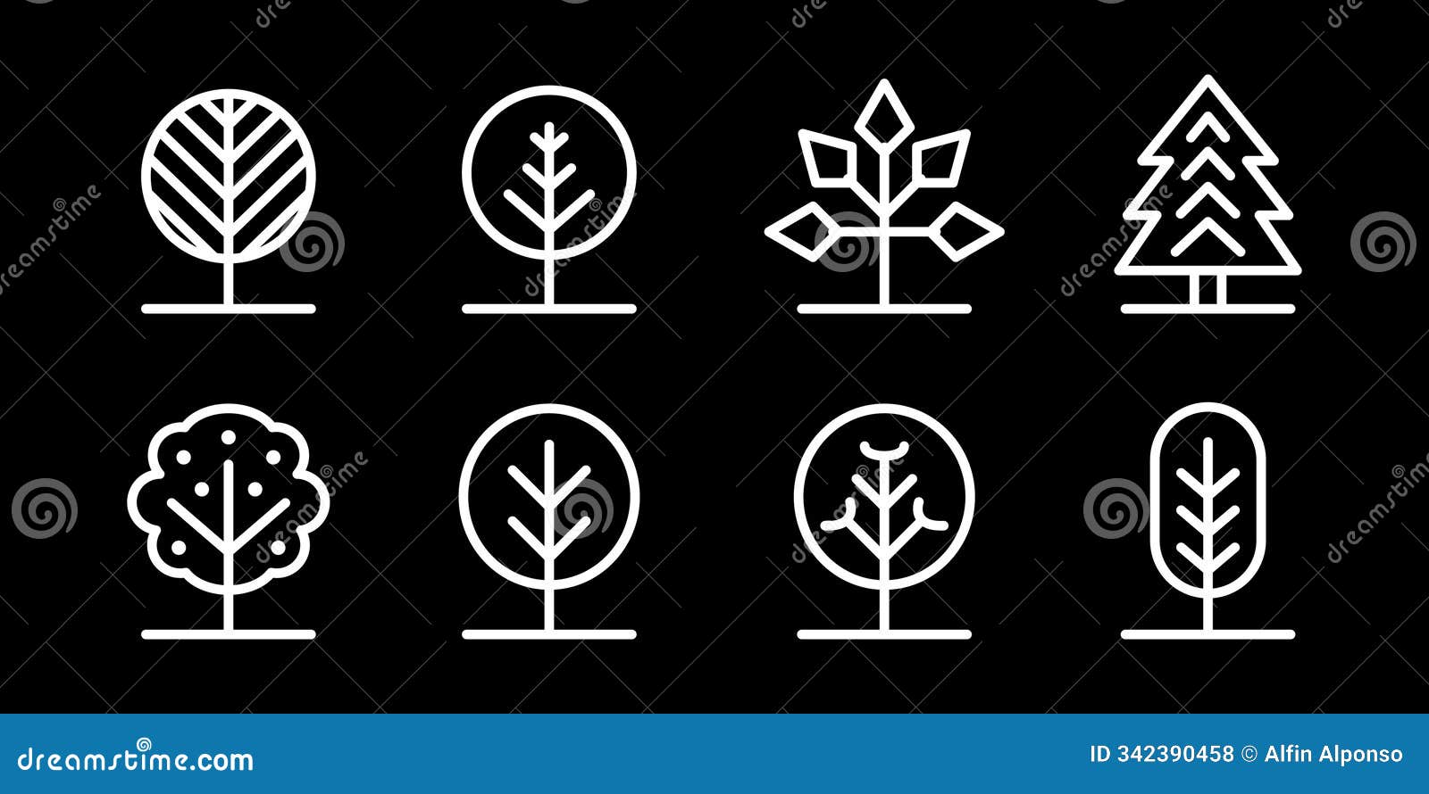 Vector Simple Tree with Outline Style Icon Set Stock Vector ...