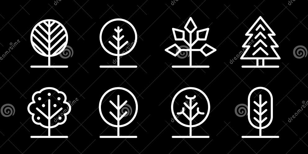 Vector Simple Tree with Outline Style Icon Set Stock Vector ...