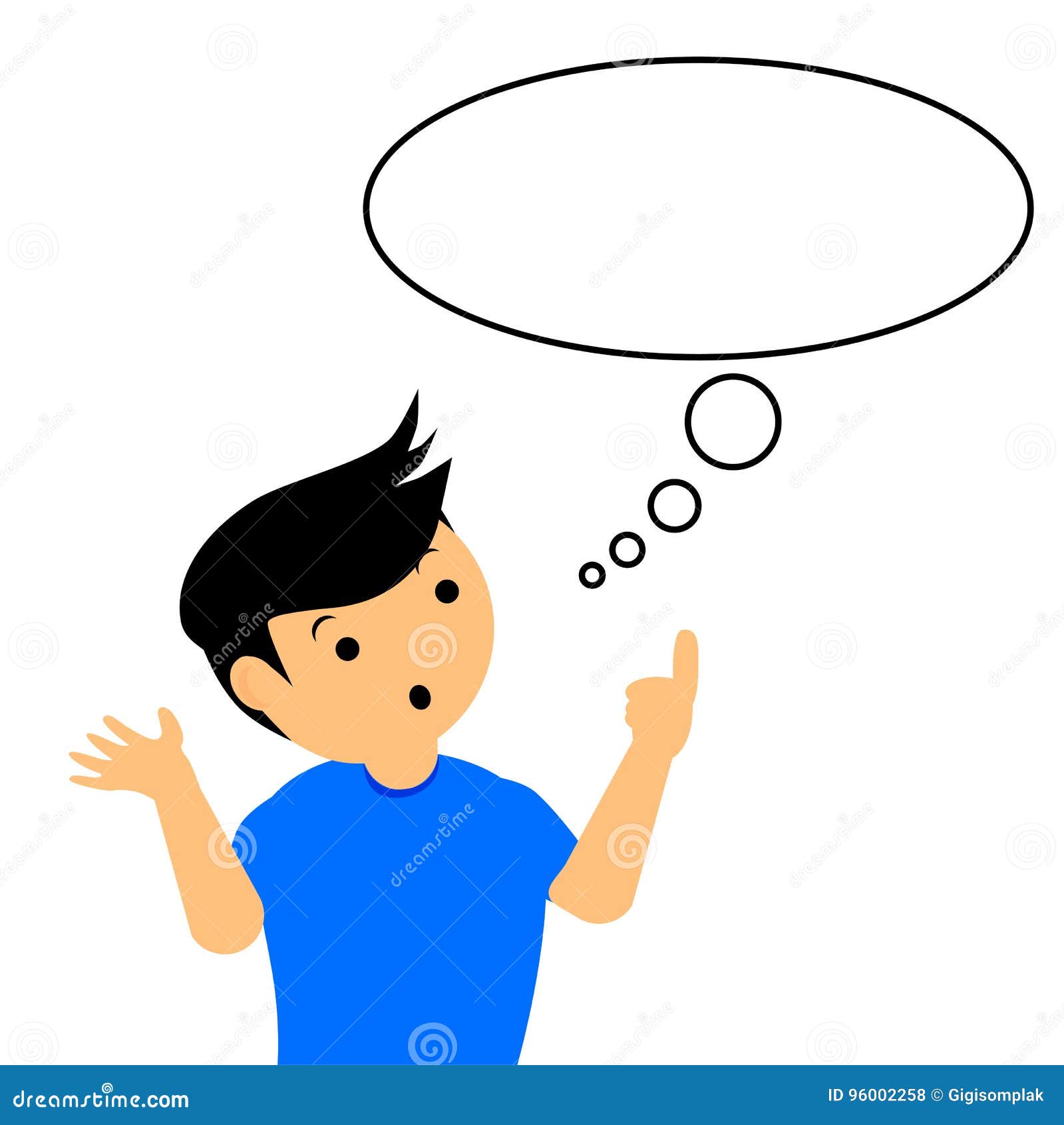 Simple Vector Confused Boy, with Bubble Chat, Isolated on White Stock ...