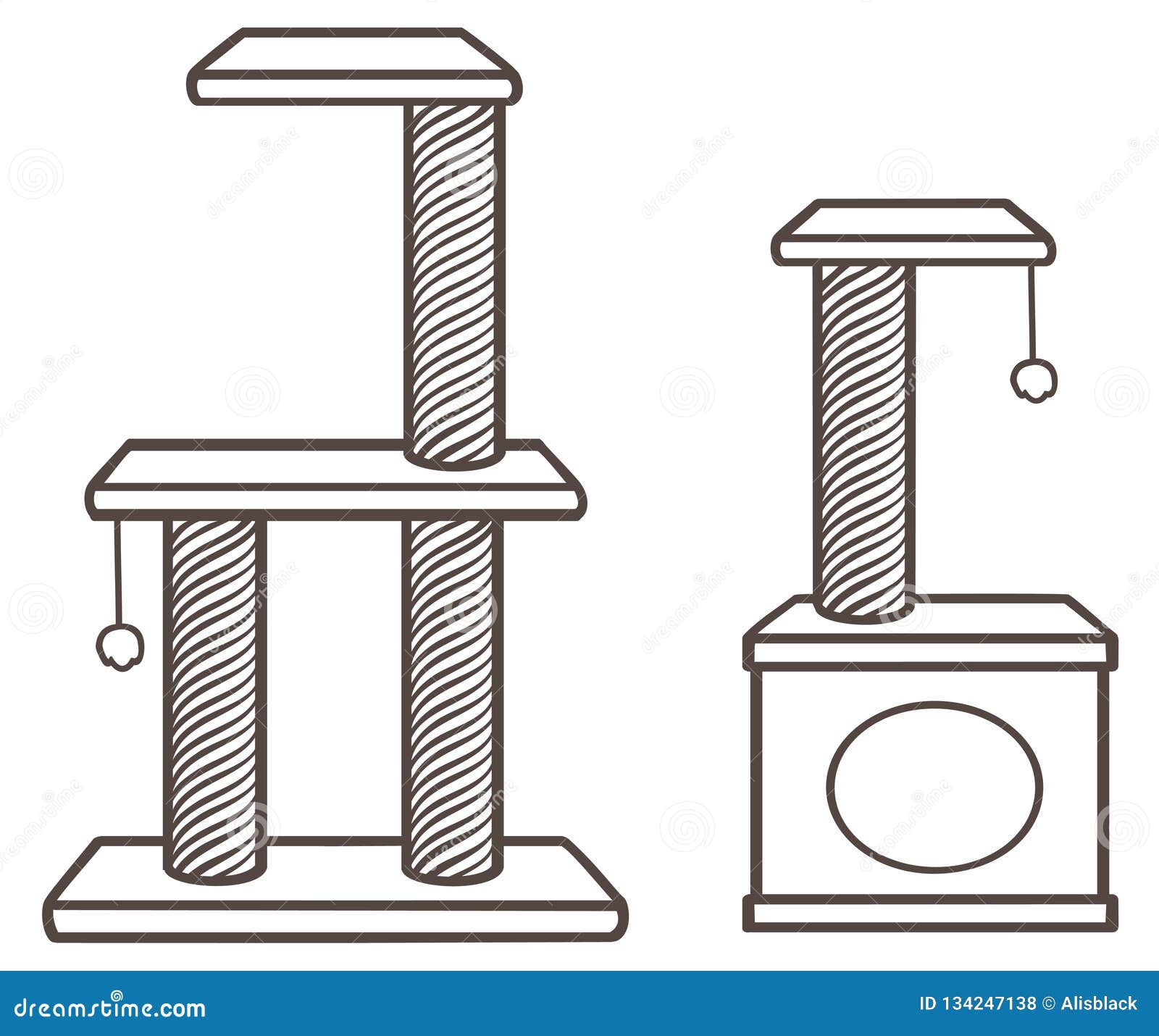 Vector Simplified Contour Illustration of Cat Claw Sharpeners Stock ...