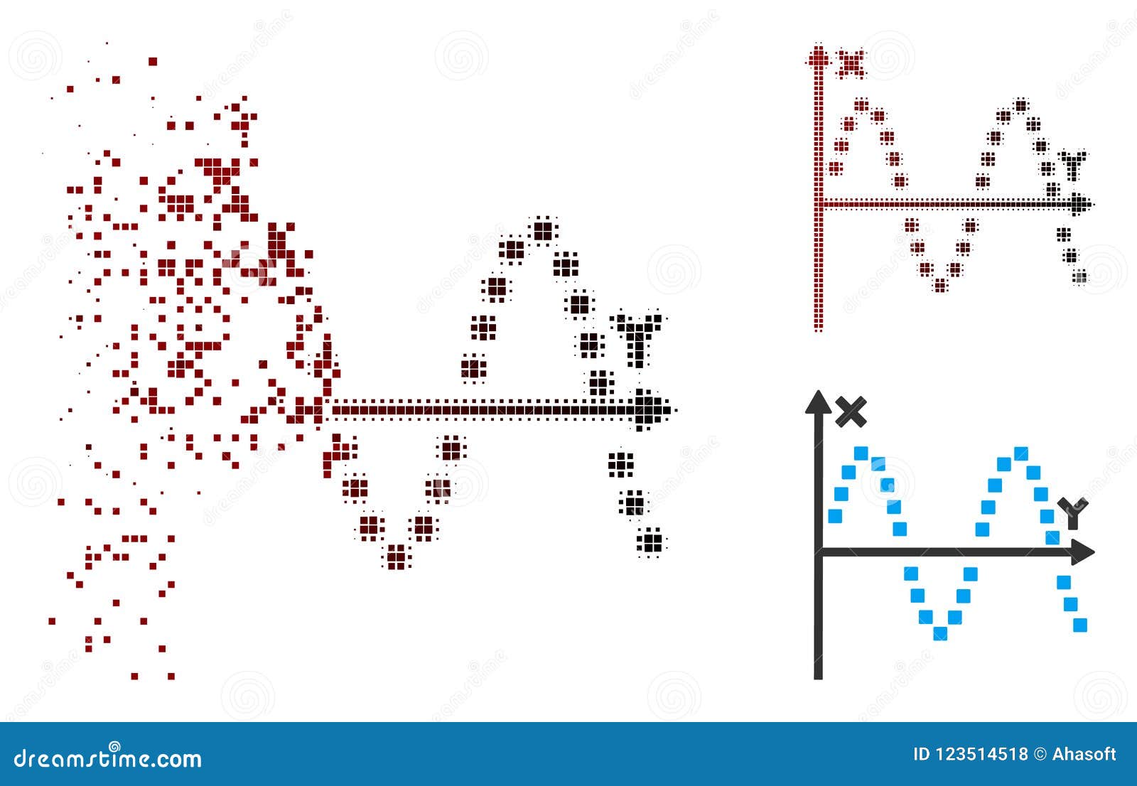 Sparkle Pixel Halftone Sine Plot Icon Stock Vector - Illustration of ...