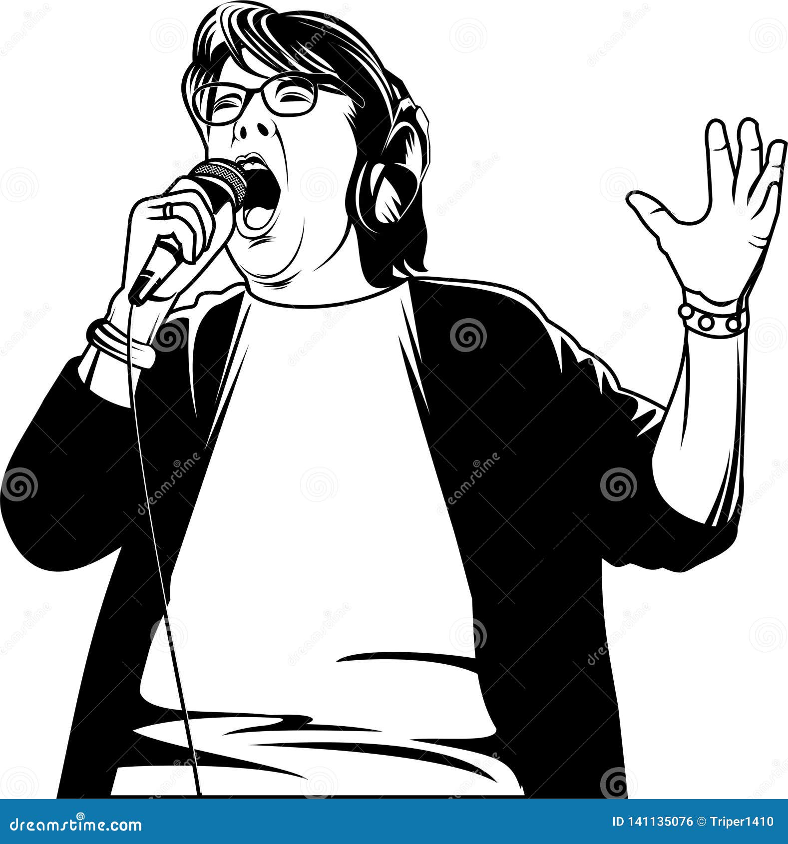 Vector - Singing Woman stock vector. Illustration of karaoke - 141135076